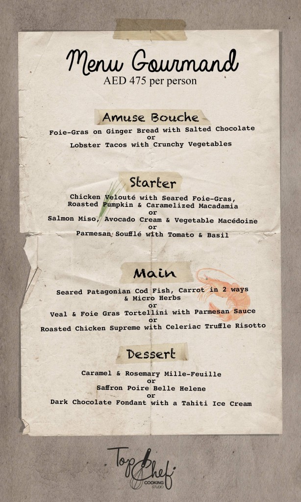 Top Chef menu gourmandTB - Top Chef Dubai